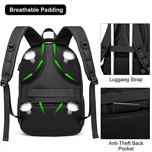 Black Backpack for Men and Women, School Backpacks for Teen Boys & Girls, Water Resistant Durable Anti Theft Travel Laptop Backpack, Student Bookbag Fits 15.6 Inch Laptop with USB Charging Port, Gifts