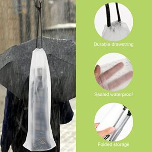 Cosmos 6 Pcs Umbrella Bags Wet Umbrella Cases Translucent Folding Umbrella Storage Bag Waterproof Travel Umbrellas Sleeves Reusable Umbrella Carry Bag with Drawstring for Home Outdoor