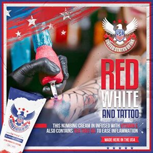 United States of Ink Premium Tattoo Numbing Cream - Topical Anesthetic 4% Lidocaine Cream - Pain Relief Skin Numbing Cream for Tattoos, Microneedling, Waxing - Maximum Strength Formula - 1 oz(30 mL)