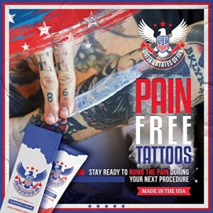 United States of Ink Premium Tattoo Numbing Cream - Topical Anesthetic 4% Lidocaine Cream - Pain Relief Skin Numbing Cream for Tattoos, Microneedling, Waxing - Maximum Strength Formula - 1 oz(30 mL)