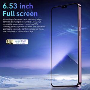 Yoidesu I14pro Unlocked Smartphone for Android 10, 6.53in Ultra HD Screen Face Unlock 3G Cellphone, 4GB RAM 64GB ROM Dual SIM Ultra Thin and Light Mobile Phone, WiFi BT 8MP 16MP 3500mAh