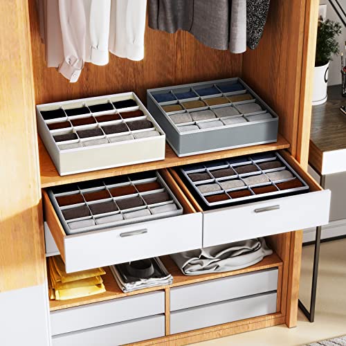 homsorout Sock Organizers, Large Underwear Organizers, Foldable Dresser Drawer Organizers for Clothing, Closet Organizers and Storage for Men's Socks, Stockings, Ties, Panties, 4 Packs (Grey)