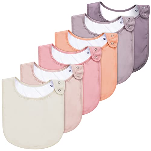 Janmercy 6 Pcs Special Needs Baby Drool Bibs Adjustable Cotton Bibs Feeding Bandana Bibs for Baby Boy Cotton Snap Button Bib Set for Boys Girls Newborn Unisex Plain Colors