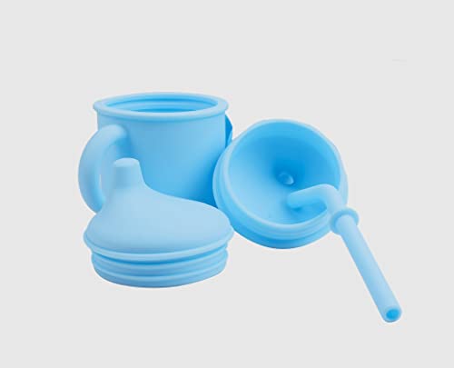 Baby cup with two lids, straw and sippy cup, Silicone baby cup-sippy cup-baby sippy cup- training cup- un breakable cup -cup with two handles- straw cup with handles