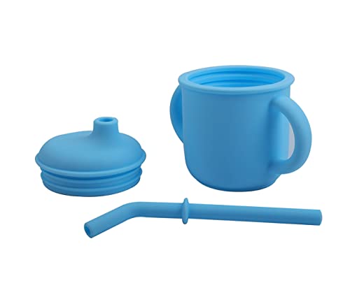 Baby cup with two lids, straw and sippy cup, Silicone baby cup-sippy cup-baby sippy cup- training cup- un breakable cup -cup with two handles- straw cup with handles