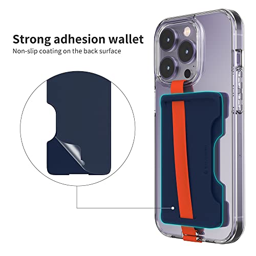 Sinjimoru All-in-one Phone Wallet with Finger Strap, Phone Grip for iPhone Samsung Galaxy and Android Cell Phones - ID Credit Card Wallet Sleeve for Phone Cases. Sinji Loop Wallet Ivory 200