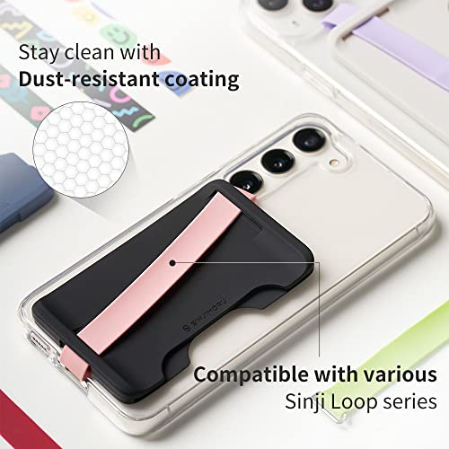 Sinjimoru All-in-one Phone Wallet with Finger Strap, Phone Grip for iPhone Samsung Galaxy and Android Cell Phones - ID Credit Card Wallet Sleeve for Phone Cases. Sinji Loop Wallet Ivory 200