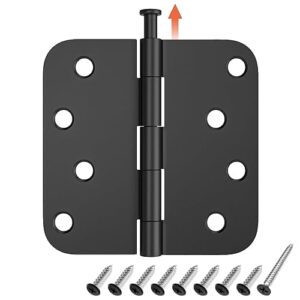 hosom 3 pack rounded door hinges 4 inch 5/8'' radius corner, matte black exterior & interior door hinge for entryway, patio, playhouse & moe