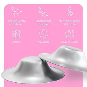 MamaBabyCo 999 Silver Nursing Cups - The Original Nipple Shields for Nursing Newborn - Breastfeeding Essentials - Protect and Soothe Sore Nipples - Nickel Free (Regular)