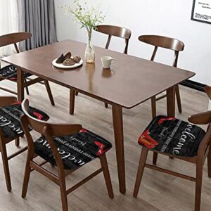 Seat Covers for Dining Room Chairs, Red High Heels Black Retro Wood Grain Fitted Stretch Jacquard Chair Seat Covers, Removable Washable Kitchen Dining Chair Slipcovers Protector Set