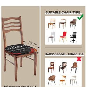 Seat Covers for Dining Room Chairs, Red High Heels Black Retro Wood Grain Fitted Stretch Jacquard Chair Seat Covers, Removable Washable Kitchen Dining Chair Slipcovers Protector Set