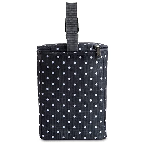 PackIt® Freezable Double Bottle Bag, Polka Dots, Built with EcoFreeze® Technology, Antimicrobial lining, Collapsible, Reusable, Zip Closure, Buckle Handle, Perfect for Breastmilk and Formula On the Go