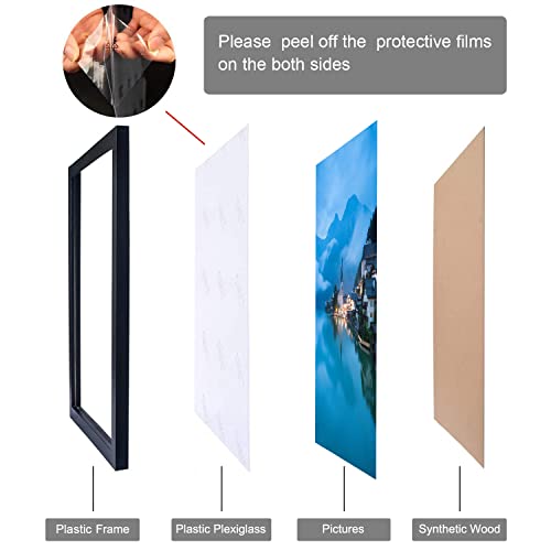 NAOKBOEE 12x15 Picture Frame in Black, Photo Frames with Plexiglass, Horizontal and Vertical Formats for Wall Mounting