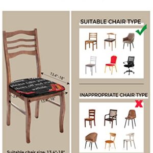 Seat Covers for Dining Room Chairs, Welcome Friend Red High Heels Black Retro Wood Grain Fitted Stretch Chair Seat Covers, Removable Washable Kitchen Dining Chair Slipcovers Protector Set