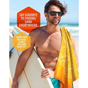 VENTURE 4TH Microfiber Beach Towel: Quick-Dry, Compact, Sand-Free, Absorbent, Sandproof and Lightweight - Perfect for Camping, Beach, and Roadtrips (Orange Mandala Design | 35x78 inches)