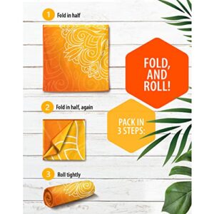 VENTURE 4TH Microfiber Beach Towel: Quick-Dry, Compact, Sand-Free, Absorbent, Sandproof and Lightweight - Perfect for Camping, Beach, and Roadtrips (Orange Mandala Design | 35x78 inches)