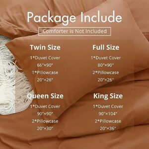 MUXHOMO Caramel Duvet Cover Full Size, Soft Cooling Brushed Microfiber Duvet Cover Set 3 Pieces with Zipper Closure, 1 Comforter Cover 80x90 inches and 2 Pillow Cases (No Comforter)