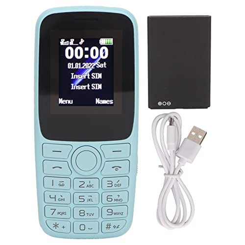 AMONIDA Senior Cell Phone, Multifunction Unlocked Cellphone 1400mAh 2.4in Screen for Travel (Sky Blue)