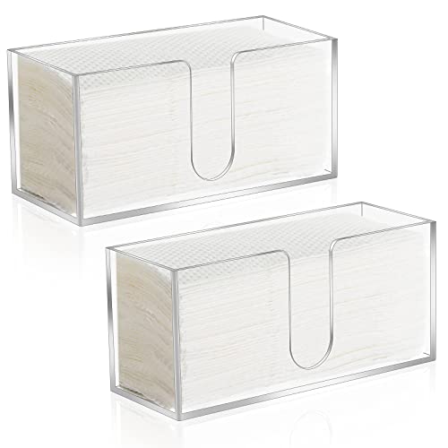 2Pack Acrylic Countertop Paper Towel Dispenser, Folded Paper Towel Dispenser Clear Trifold Napkin Holder, Suitable for Z-fold, C-fold or MultiFold Trifold Paper Towels for Bathroom Toilet and Kitchen