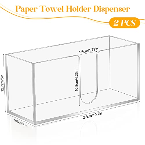 2Pack Acrylic Countertop Paper Towel Dispenser, Folded Paper Towel Dispenser Clear Trifold Napkin Holder, Suitable for Z-fold, C-fold or MultiFold Trifold Paper Towels for Bathroom Toilet and Kitchen