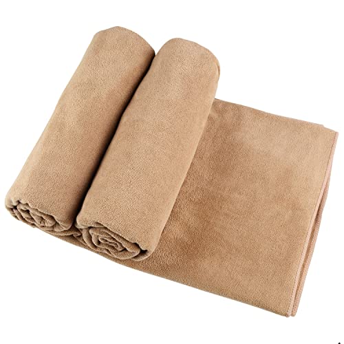 Microfiber Bath Towel Bath Sheets 2 Pack (32 x 71 Inch) Oversized Extra Large Super Absorbent Quick Fast Drying Soft Eco-Friendly Towels for Body Bathroom Travel (2PCS Camel)