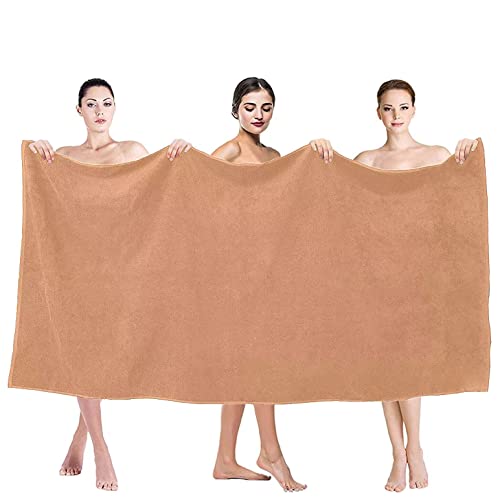 Microfiber Bath Towel Bath Sheets 2 Pack (32 x 71 Inch) Oversized Extra Large Super Absorbent Quick Fast Drying Soft Eco-Friendly Towels for Body Bathroom Travel (2PCS Camel)