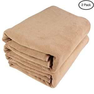 Microfiber Bath Towel Bath Sheets 2 Pack (32 x 71 Inch) Oversized Extra Large Super Absorbent Quick Fast Drying Soft Eco-Friendly Towels for Body Bathroom Travel (2PCS Camel)