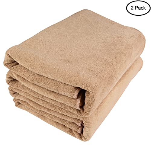 Microfiber Bath Towel Bath Sheets 2 Pack (32 x 71 Inch) Oversized Extra Large Super Absorbent Quick Fast Drying Soft Eco-Friendly Towels for Body Bathroom Travel (2PCS Camel)