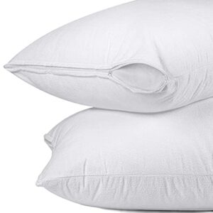 Utopia Bedding Pillow Protectors with Zipper Queen (2 Pack), White, Waterproof Terry Pillow Encasement, Bed Bug and Dust Mite Proof Pillow Covers