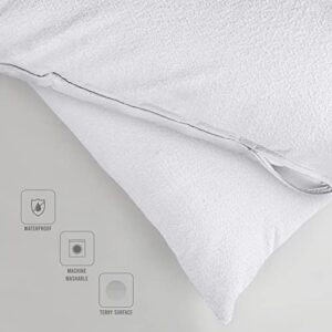 Utopia Bedding Pillow Protectors with Zipper Queen (2 Pack), White, Waterproof Terry Pillow Encasement, Bed Bug and Dust Mite Proof Pillow Covers