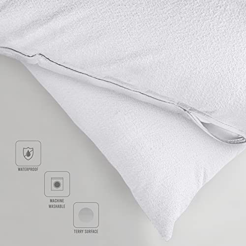 Utopia Bedding Pillow Protectors with Zipper Queen (2 Pack), White, Waterproof Terry Pillow Encasement, Bed Bug and Dust Mite Proof Pillow Covers