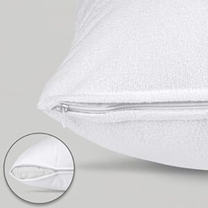 Utopia Bedding Pillow Protectors with Zipper Queen (2 Pack), White, Waterproof Terry Pillow Encasement, Bed Bug and Dust Mite Proof Pillow Covers