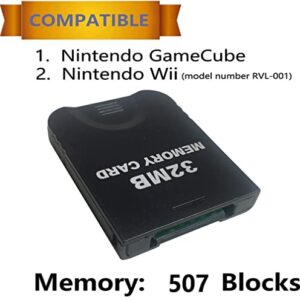 Hyamass 32MB(507 Blocks) High Speed Gamecube Storage Save Game Memory Card Compatible for Nintendo Gamecube & Wii Console Accessory Kits - Black