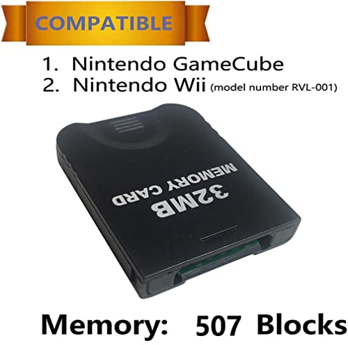 Hyamass 32MB(507 Blocks) High Speed Gamecube Storage Save Game Memory Card Compatible for Nintendo Gamecube & Wii Console Accessory Kits - Black