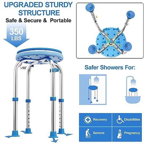 UGarden Heavy Duty Stainless Steel Shower Chair Bath Seat, 350lbs Adjustable Bath Chair, Shower Stools for Seniors, Handicap Bathroom Stool, Round Bathtud Seat for Seniors, Disabled, Handicap, Injured