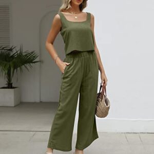 AUTOMET Summer Vacation Outfits 2 Two Piece Matching Sets for Women 2023 Casual Comfy Spring Fashion Clothes Linen Dressy Jumpsuits