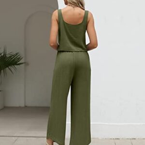 AUTOMET Summer Vacation Outfits 2 Two Piece Matching Sets for Women 2023 Casual Comfy Spring Fashion Clothes Linen Dressy Jumpsuits