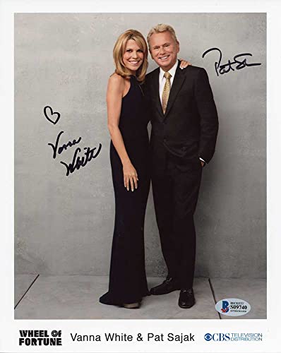 Wheel of Fortune by Pat Sajak and Vanna White 8x10 Photo Signed Autographed Authentic BAS BECKETT COA