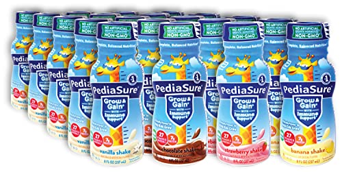 PediaSure Immune Support Shake 20 Pack | 5 Bottle Of Each Flavor Strawberry, Banana, Vanilla, and Chocolate Flavors| Protein Shake For Kids | 20 Pack | Niro Assortment