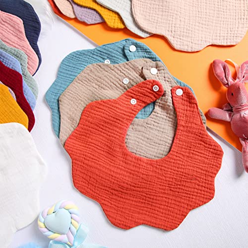 Xtinmee 18 Pcs Muslin Baby Bibs Bulk Baby Bandana Drool Teething Bibs Lap Shoulder Burp Bibs Absorbent Soft Cotton Unisex for Boys Girls Toddler Infant, Solid Colors (Lovely Style)