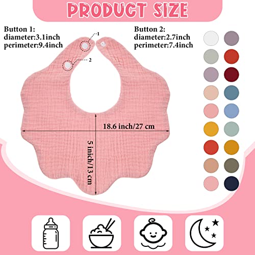 Xtinmee 18 Pcs Muslin Baby Bibs Bulk Baby Bandana Drool Teething Bibs Lap Shoulder Burp Bibs Absorbent Soft Cotton Unisex for Boys Girls Toddler Infant, Solid Colors (Lovely Style)