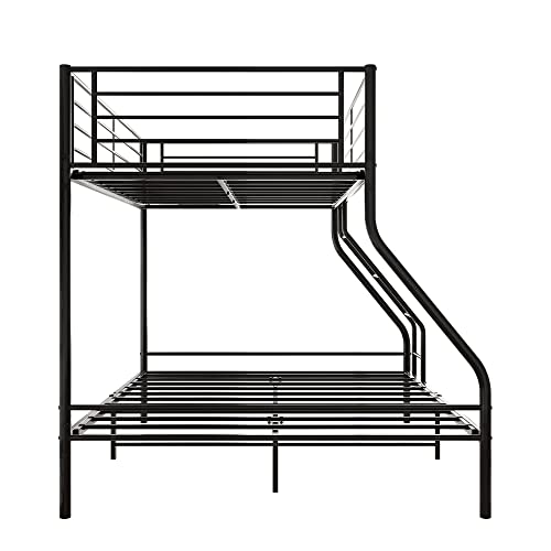 Lostcat Twin Over Full Metal Bunk Bed,Heavy Duty Bunk Beds Frame w/Enhanced Upper-Level Guardrail and Ladders Suitable for Kids/Teen/Adults,No Box Spring Needed,Easy Assembly,Black