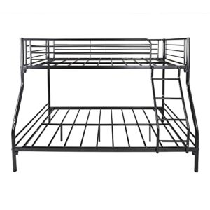 Lostcat Twin Over Full Metal Bunk Bed,Heavy Duty Bunk Beds Frame w/Enhanced Upper-Level Guardrail and Ladders Suitable for Kids/Teen/Adults,No Box Spring Needed,Easy Assembly,Black