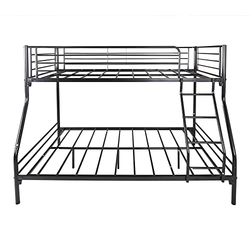 Lostcat Twin Over Full Metal Bunk Bed,Heavy Duty Bunk Beds Frame w/Enhanced Upper-Level Guardrail and Ladders Suitable for Kids/Teen/Adults,No Box Spring Needed,Easy Assembly,Black