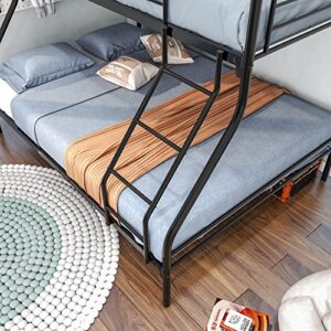 Lostcat Twin Over Full Metal Bunk Bed,Heavy Duty Bunk Beds Frame w/Enhanced Upper-Level Guardrail and Ladders Suitable for Kids/Teen/Adults,No Box Spring Needed,Easy Assembly,Black