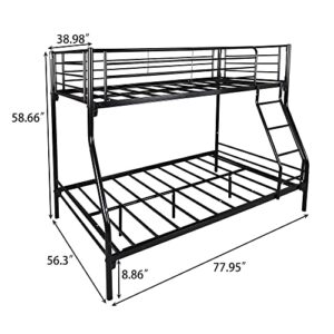 Lostcat Twin Over Full Metal Bunk Bed,Heavy Duty Bunk Beds Frame w/Enhanced Upper-Level Guardrail and Ladders Suitable for Kids/Teen/Adults,No Box Spring Needed,Easy Assembly,Black