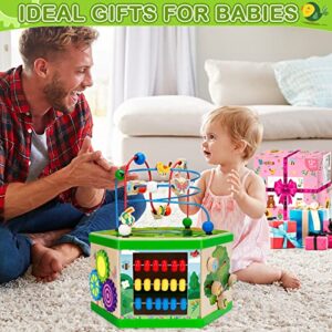 V-Opitos Learning Toys for Toddler 1, 2, 3 Years Old, 7 in 1 Wooden Activity Cube, Montessori Early Educational Toys for Baby, 12-18 Months, Ideal First Birthday Gifts for Kids Girl