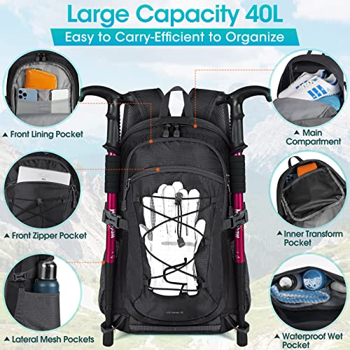 RAINSMORE Hiking Backpack 40L Waterproof Camping Backpack Lightweight Packable Backpack for Women Men Outdoor Travel Daypack