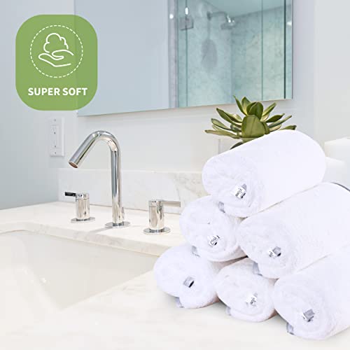 Cosy Family Ultra Soft Microfiber Absorbent Hand Towel Set of 6 - Silk Hemming Towels for Bathroom Clearance - Quick Drying - Perfect for Bath, Fitness, Gym, Shower, Hotel, and Spa - 16x28 Inch, White