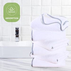 Cosy Family Ultra Soft Microfiber Absorbent Hand Towel Set of 6 - Silk Hemming Towels for Bathroom Clearance - Quick Drying - Perfect for Bath, Fitness, Gym, Shower, Hotel, and Spa - 16x28 Inch, White